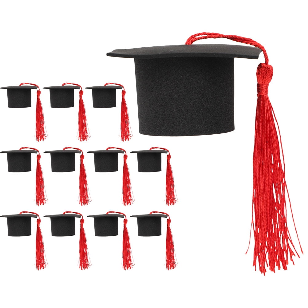 Eease 12pcs Mini Graduation Cap with Tassel Wine Bottle Toppers ...