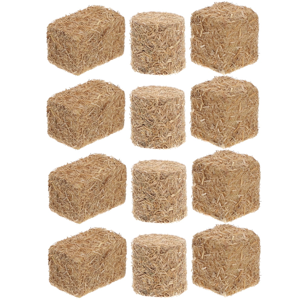 Eease 12pcs Mini Hay Bale Straw Blocks Dollhouse Raffia Filler Party ...