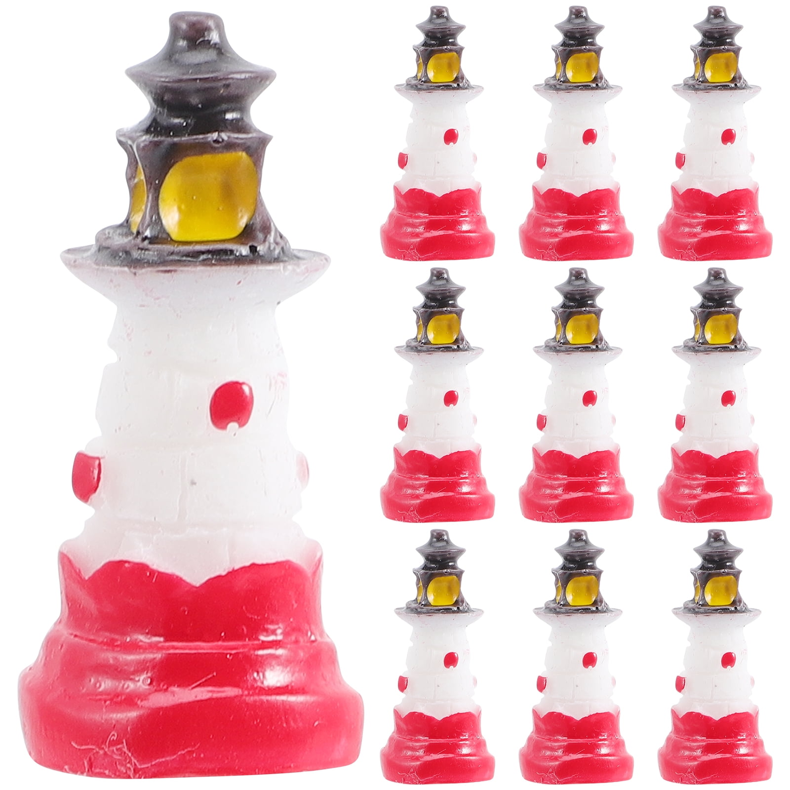 Set of 12 Mini Nautical Lighthouse Figurines for Coastal Home Decor and ...