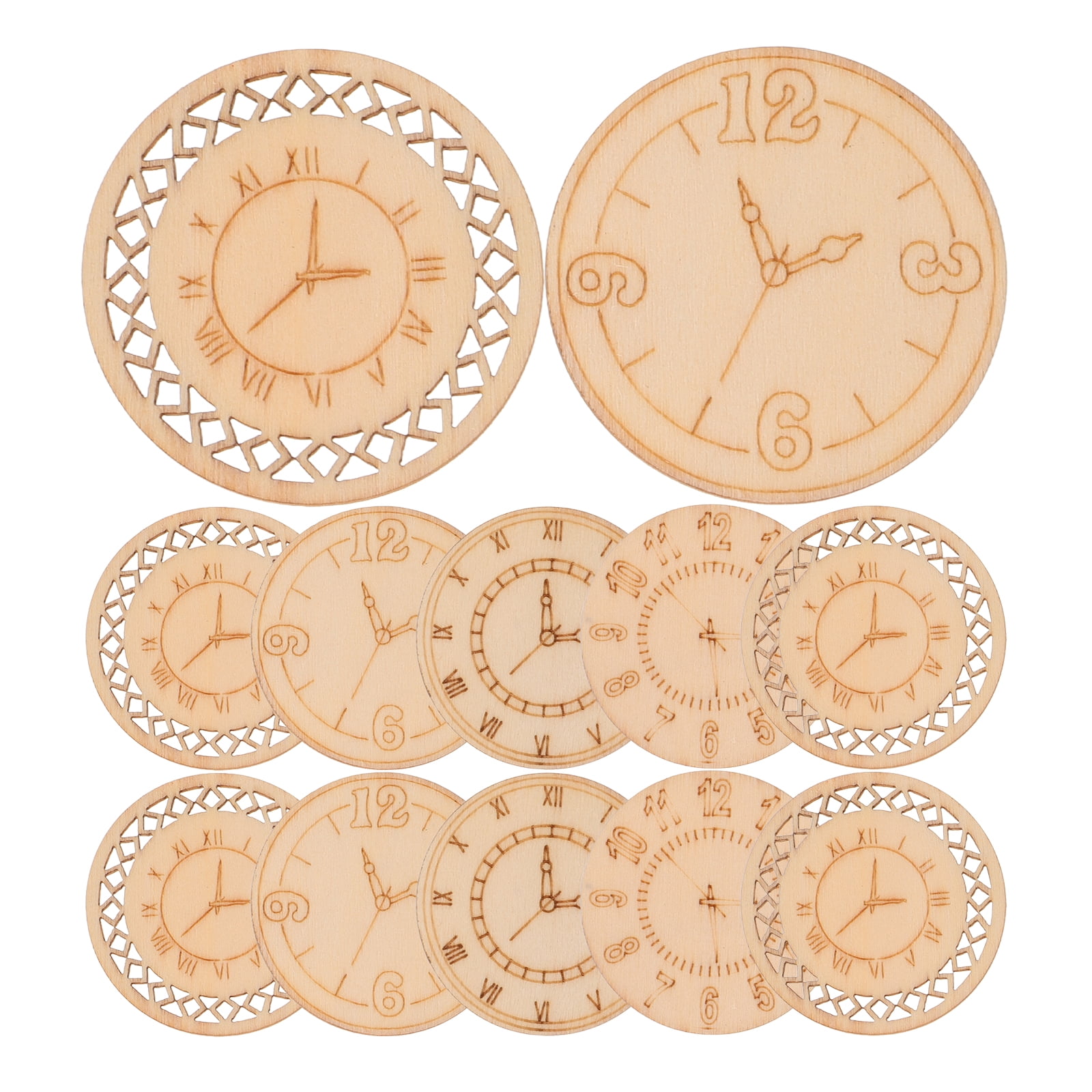 DIY Paintable Wood Clock Cutouts for Home 16pcs Beige Wood Craft Pieces ...
