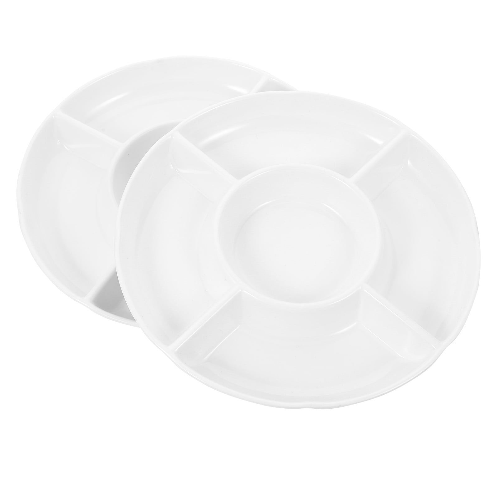Eease 2 Melamine 5-Compartment Round Serving Trays for Snacks and ...