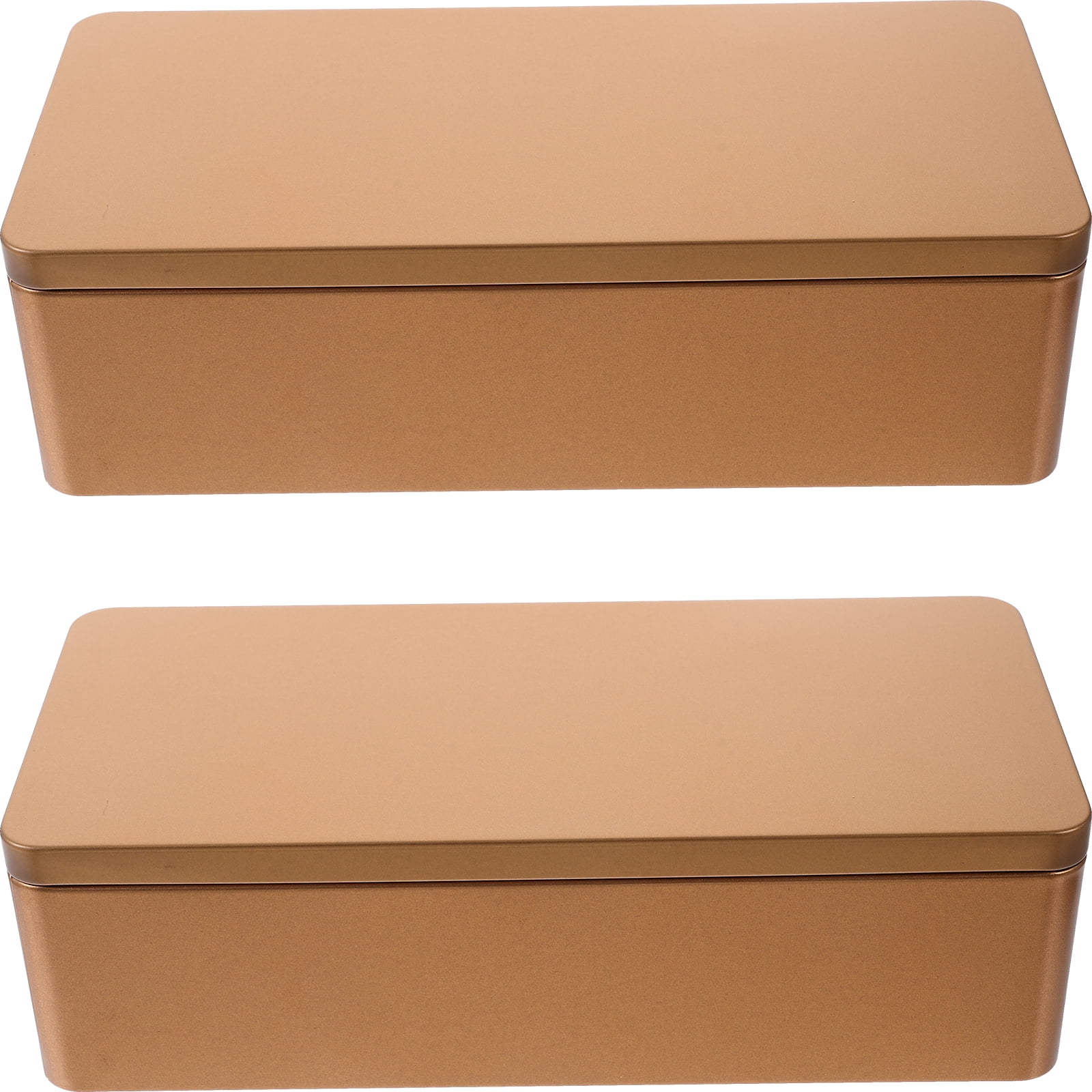 Eease 2 Metal Rectangular Tin Boxes with Lid for Storage - Walmart.com