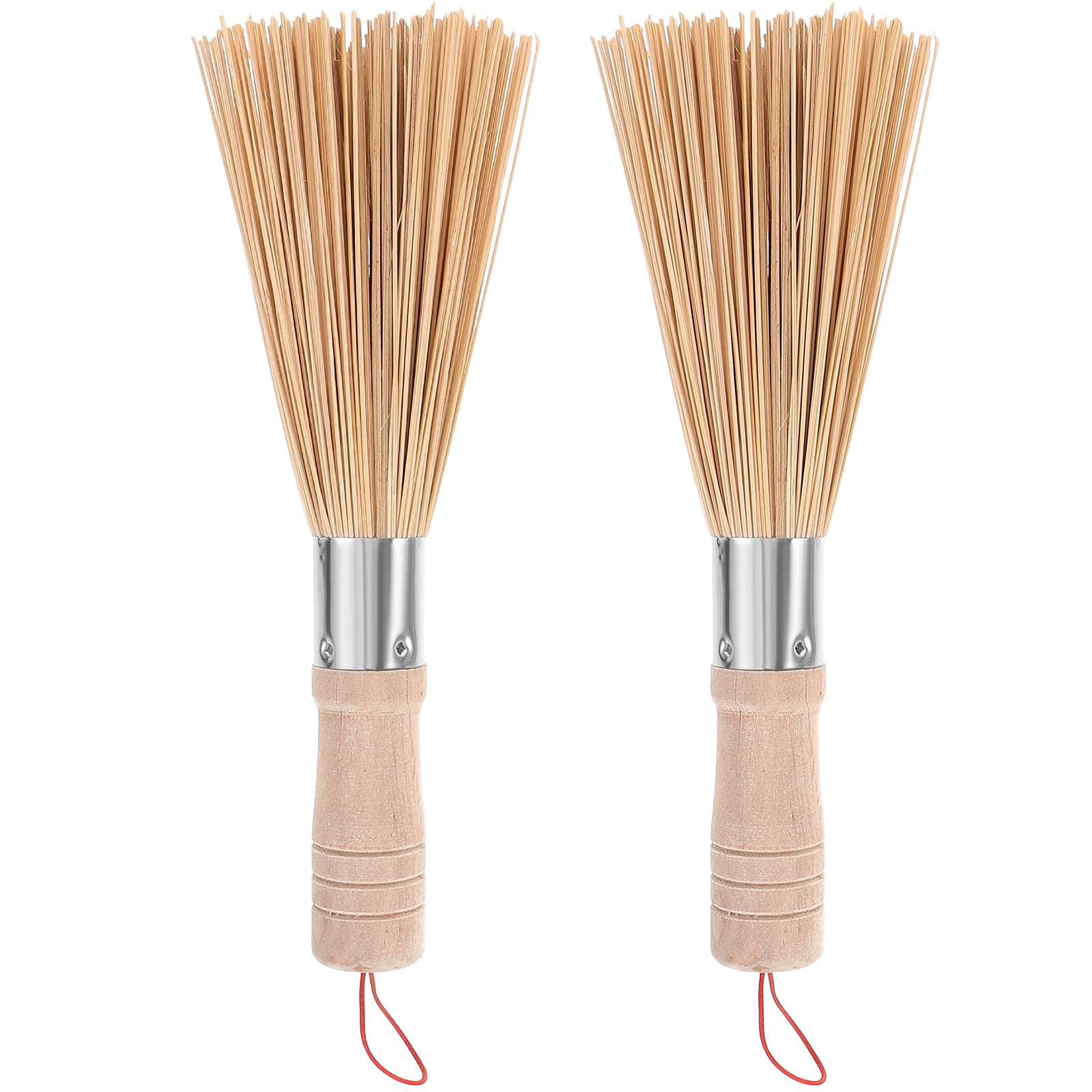 Eease 2 Natural Bamboo Wok Brushes for Kitchen Frying Pan Cleaning ...