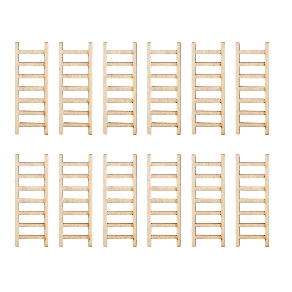 KALLORY Mini Wooden Ladders Khaki for Toy House Home Decoration 20Set 2 ...