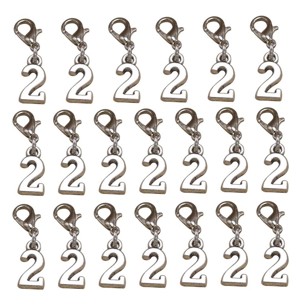 Eease 20pcs Clip on Number 2 Dangle Charms for European Bracelets ...