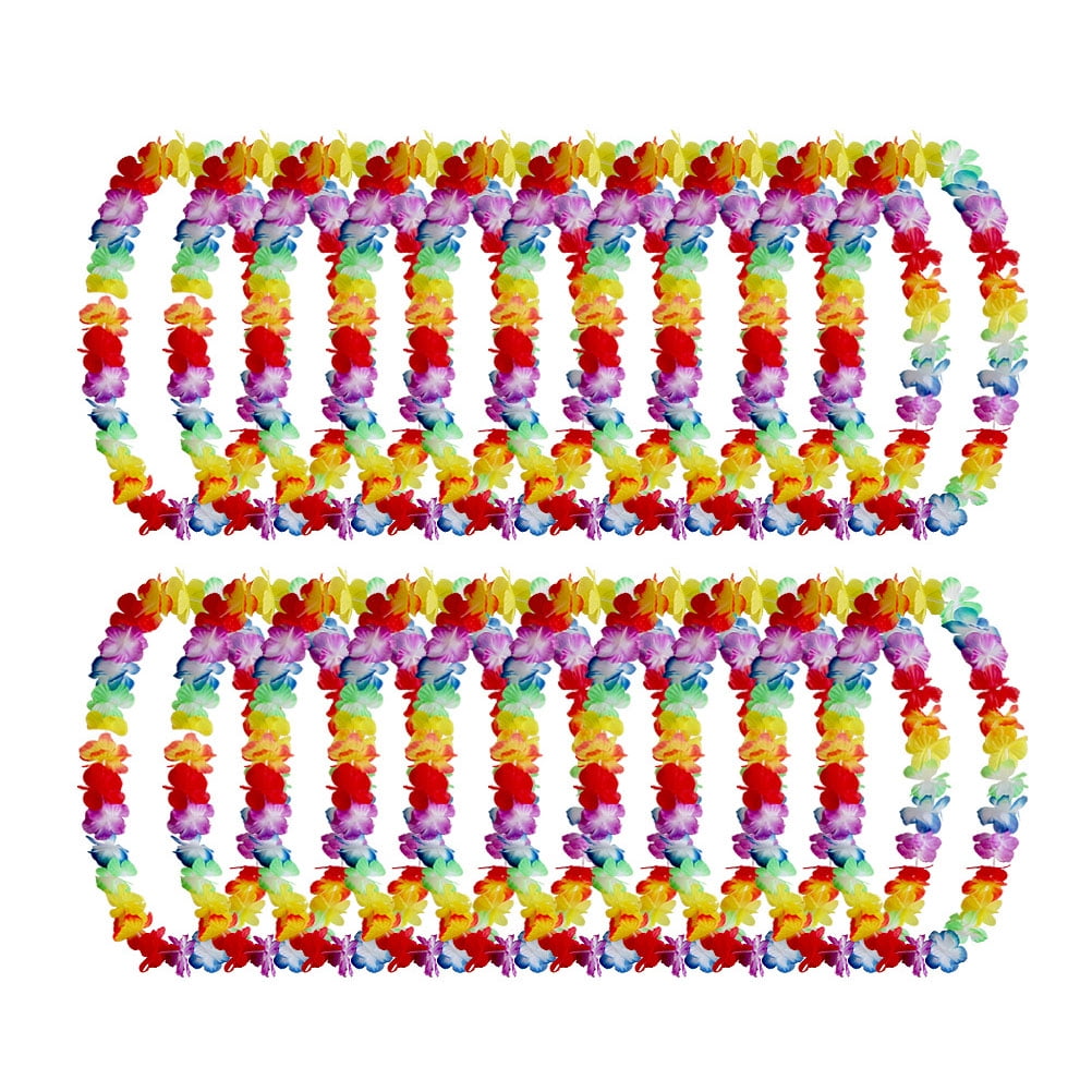 Eease 20pcs Light Colorful Hawaiian Leis Artificial Flower Necklace Classic Garland Tropical ...