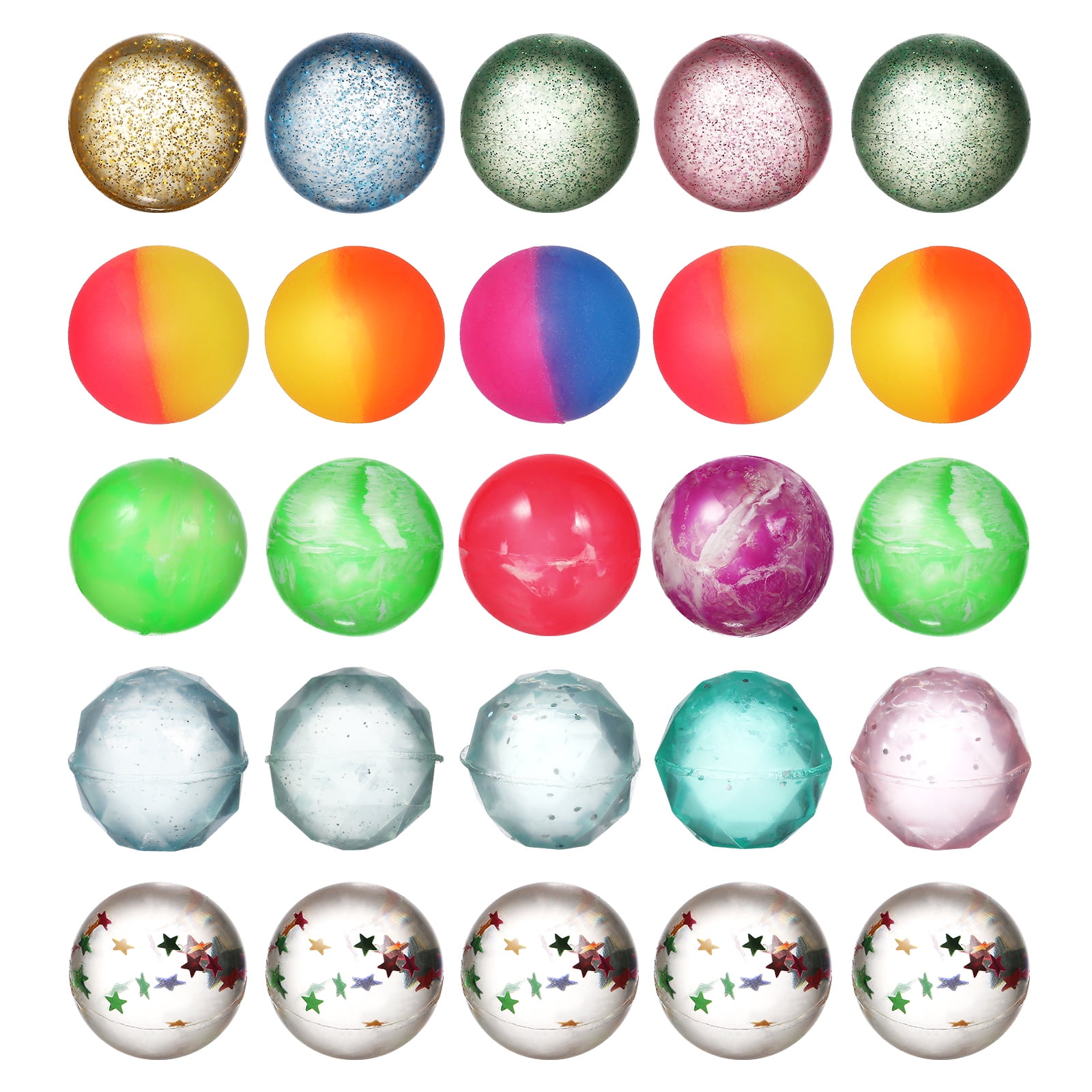 Eease 25pcs Bouncy Balls Rubber Bouncing Balls Glitter Bouncy Balls ...