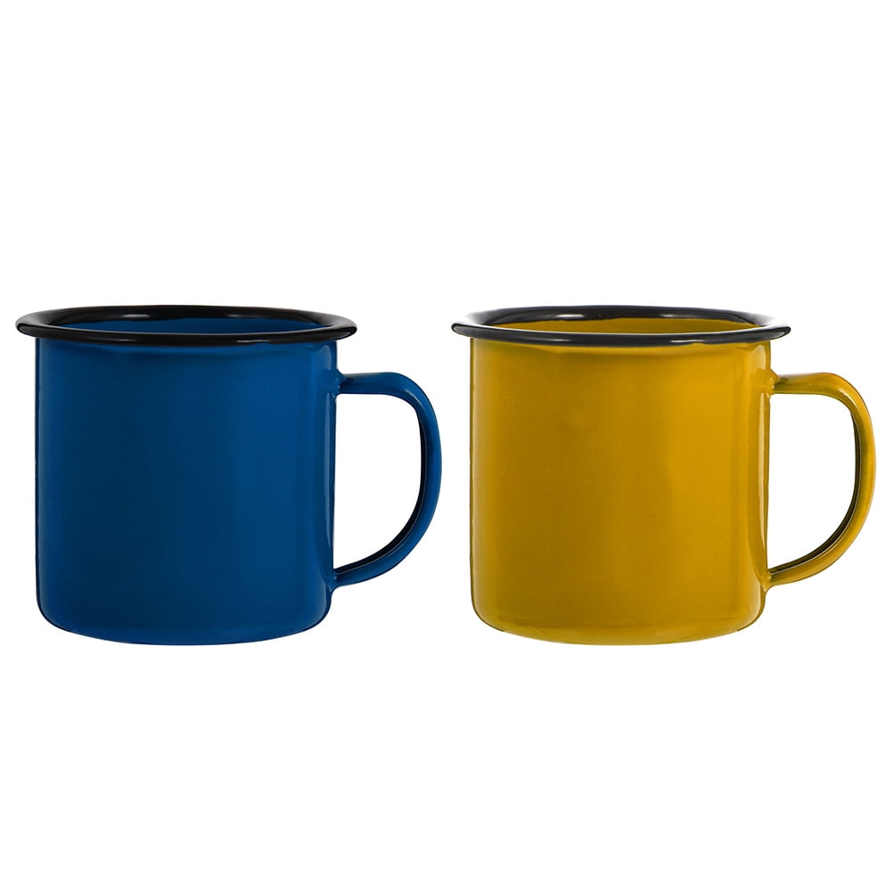 2Pcs Enamel Camping Mug Set for Coffee or Tea - Metal Cups - Walmart.com