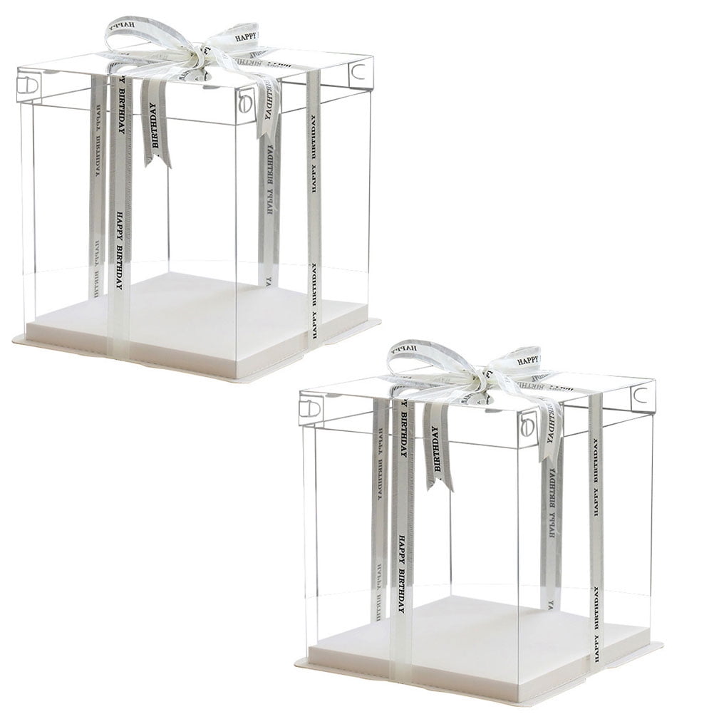 Eease 2Pcs Transparent Cake Box with Cake Board for Tall Cakes ...
