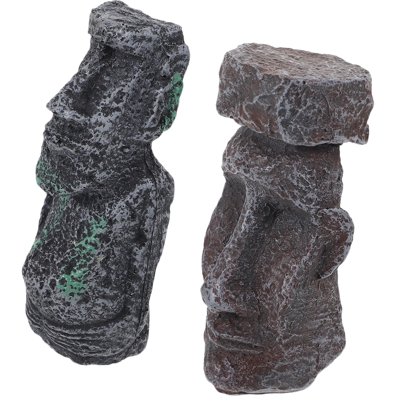 Eease 2pcs Moai Statue Decor Small Resin Stone Figurine Ornament Bonsai ...