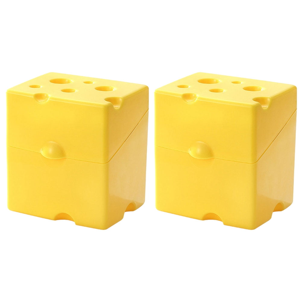 EXHUMKY Food Serving Cases Cheese Storage Box Yellow ABS 2pcs Airtight ...