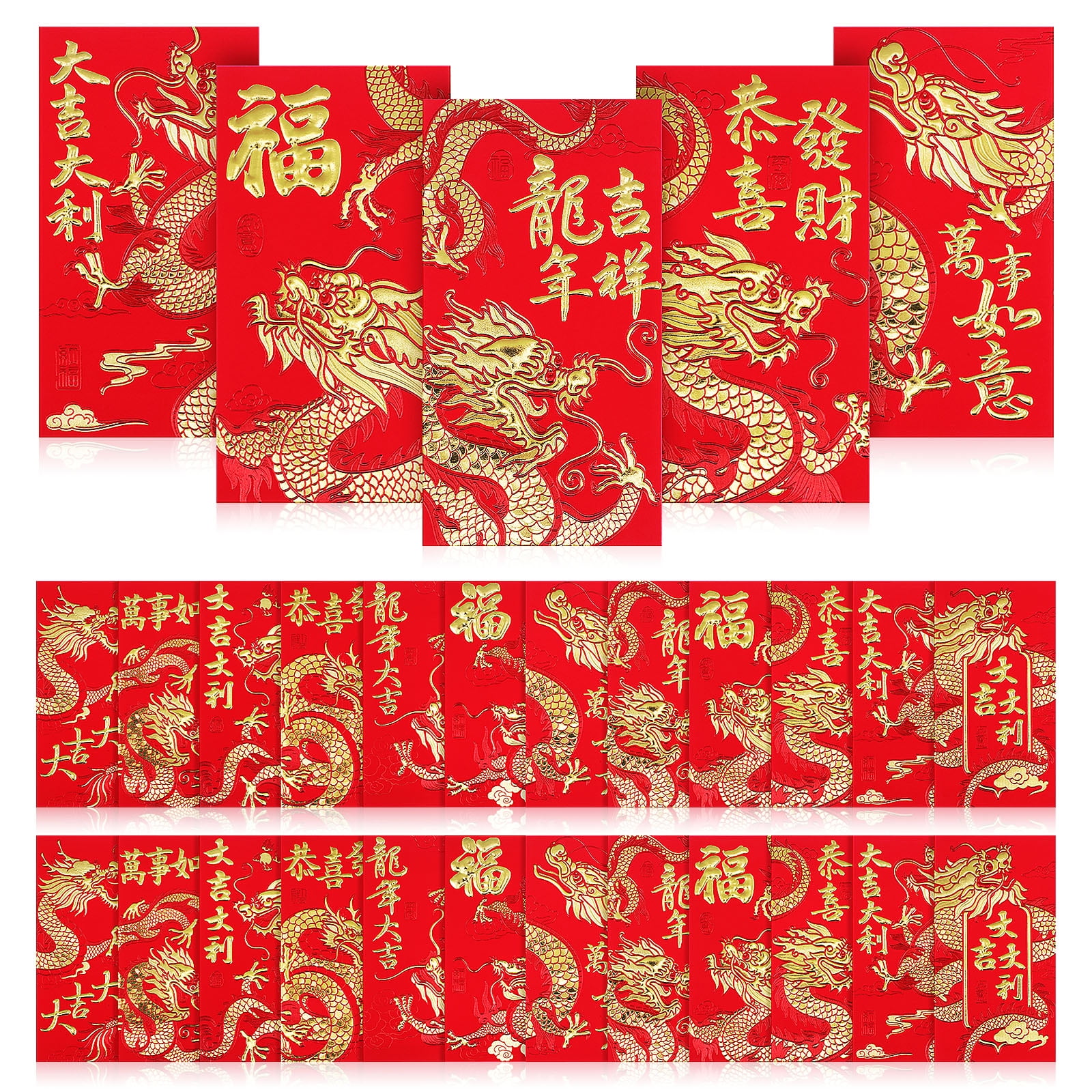 Eease 36 Chinese New Year Red Envelopes 2024 Year of The Dragon Lunar ...