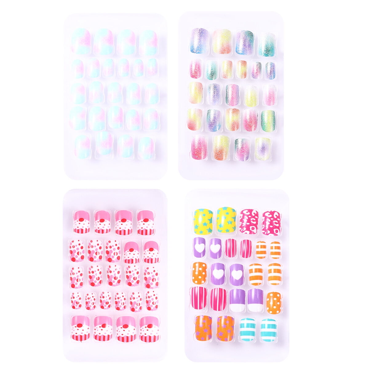 Eease 4 Boxes French Nail Sticker False Nails for Kids and Toddlers ...