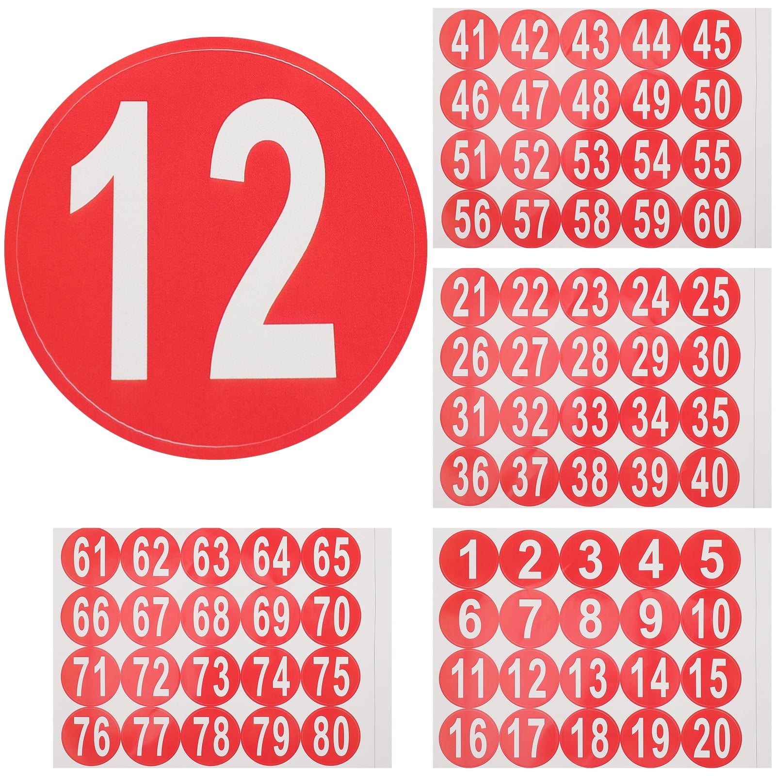 Eease 4 Sheets Numbered Sticker 1-80 Number Sticker Storage ...