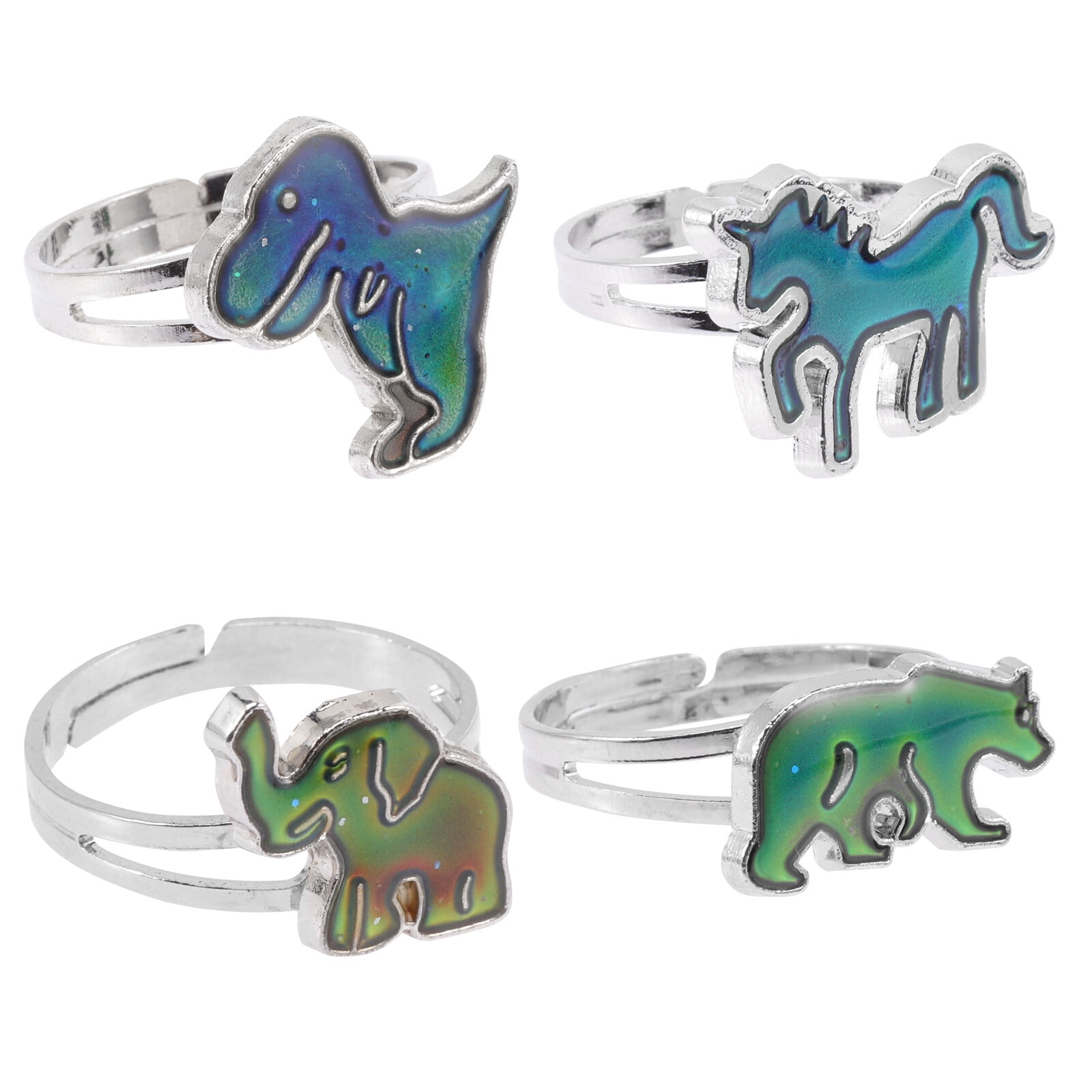 Cartoon Animal Mood Rings for Women Assorted Color Zinc Alloy 4 Pieces ...