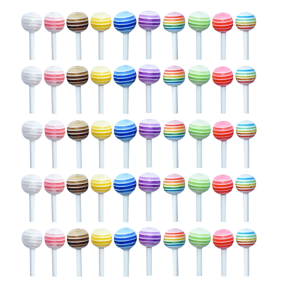 Eease 50 Mini Rainbow Swirl Lollipops Mix Colors 3D Candy Nail Art ...