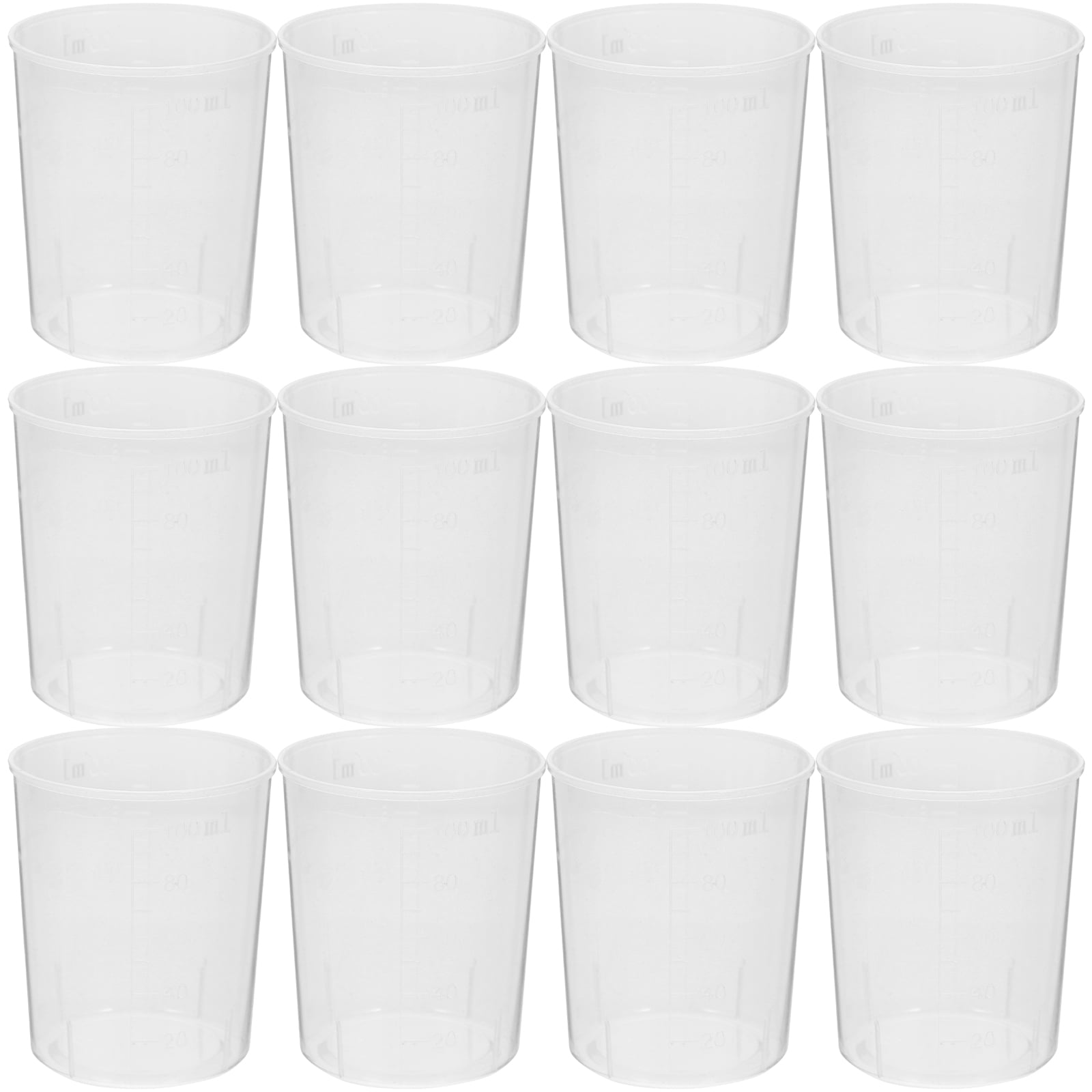 Eease 50x 100ML Transparent Plastic Measuring Cups with Marking Scales ...