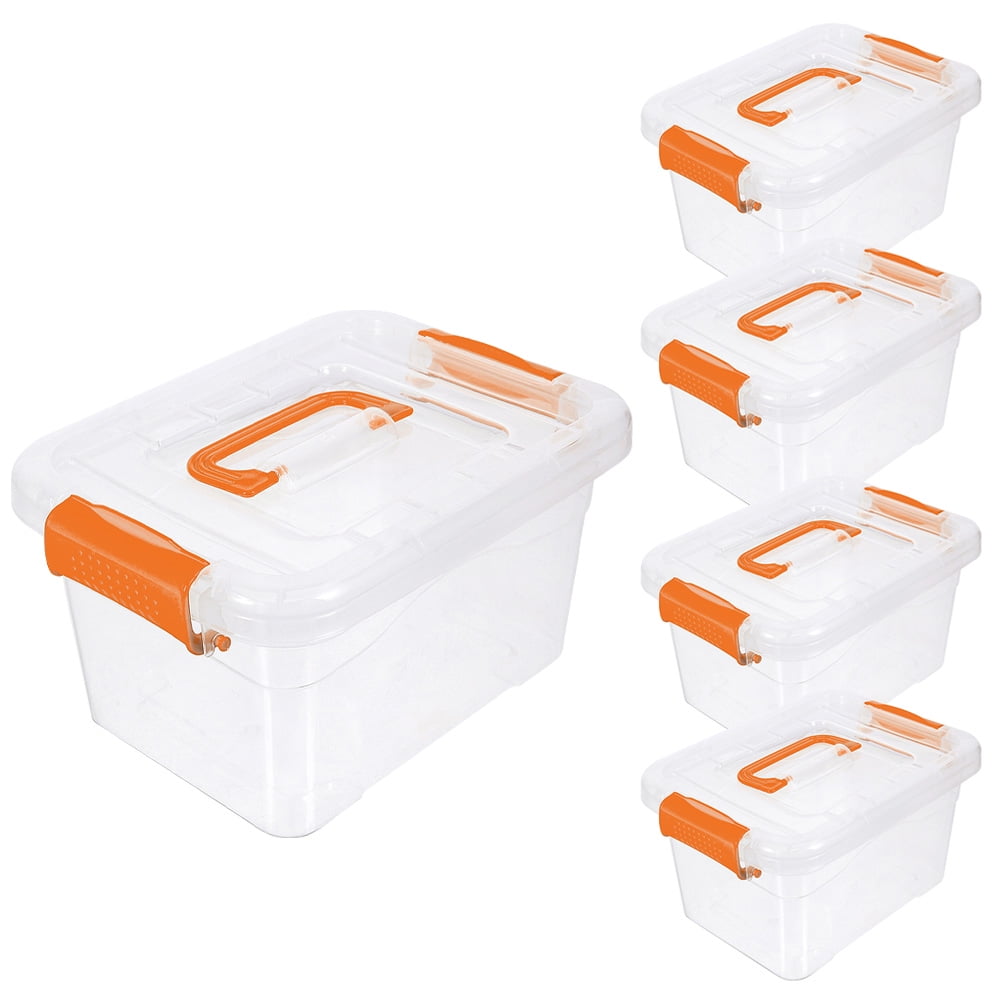 Eease 5Pcs Plastic Storage Box with Lid Clear Tabletop Sundry Toy ...