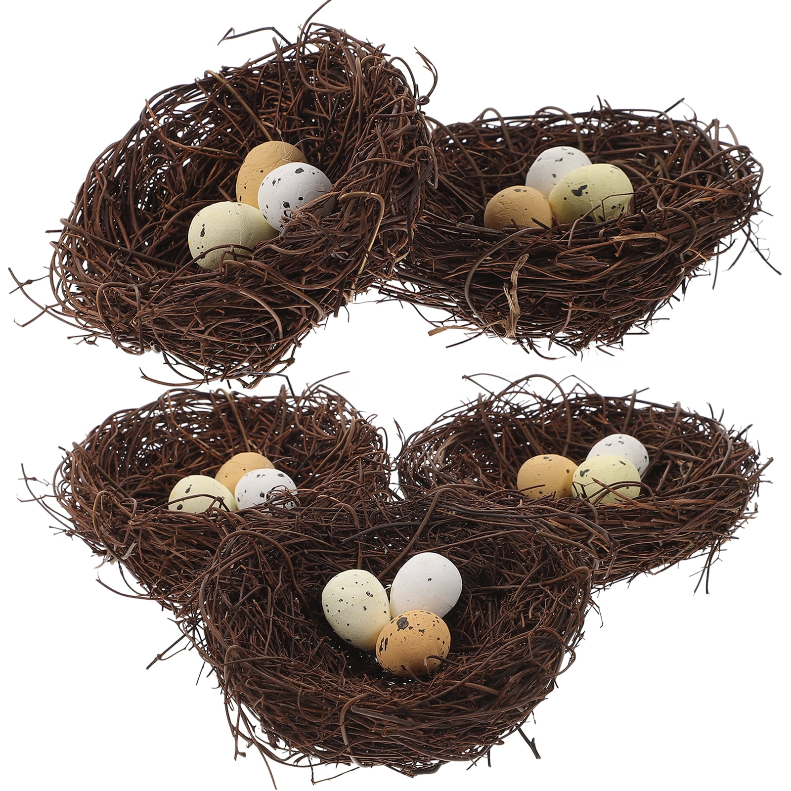 WRITWAA 5Pcs Lightweight Artificial Bird Nest with Egg Decorative Nest ...