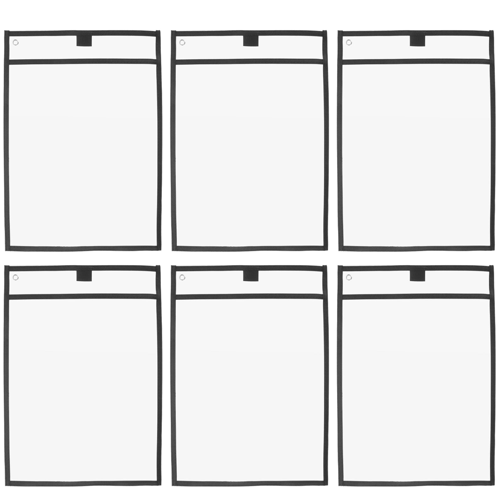 Eease 6PCS Clear PVC Dry Erase Pockets with Pens - Office & Classroom ...