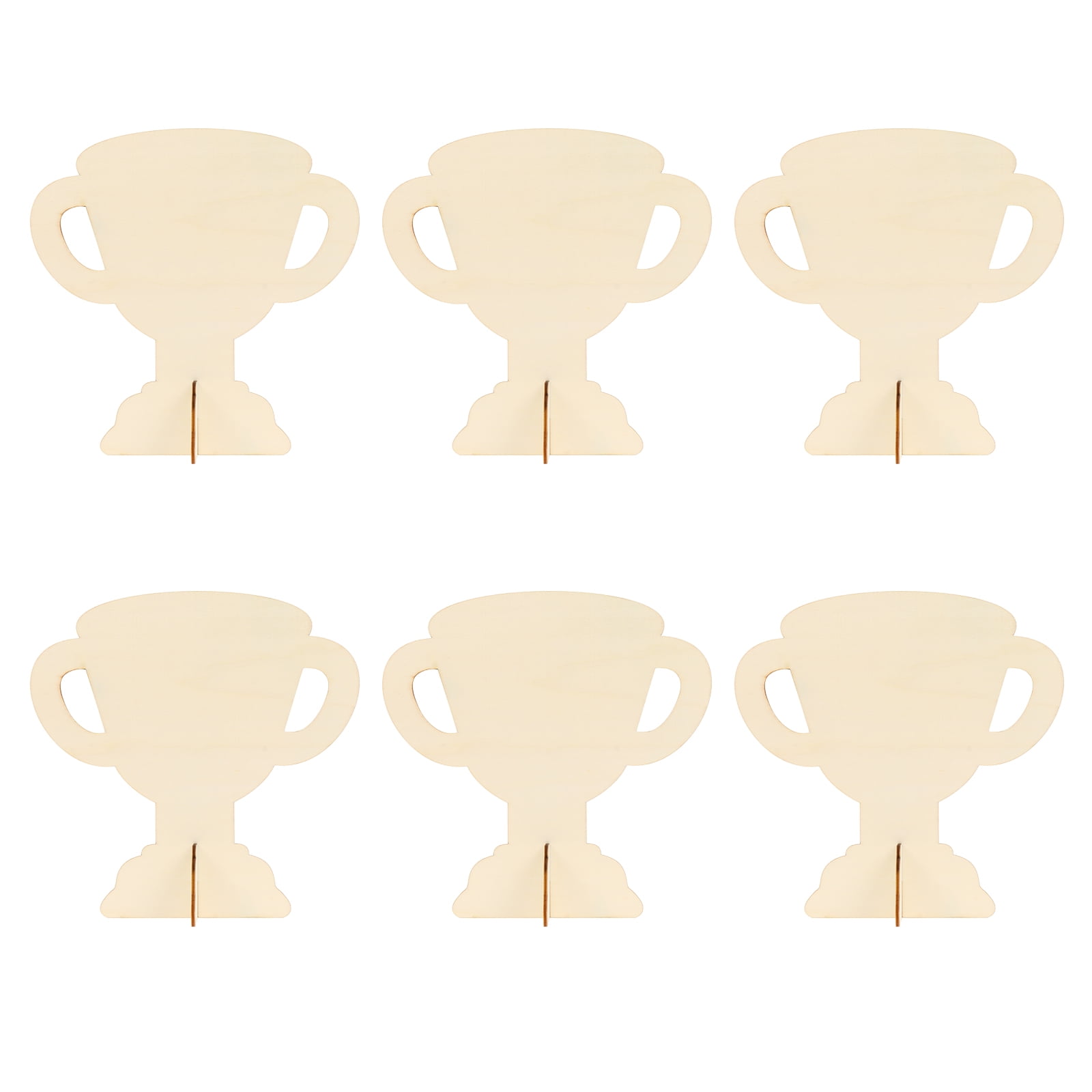 OUNONA 6Pcs Diy Trophies Beige Wood Color Trophy Shape Durable ...