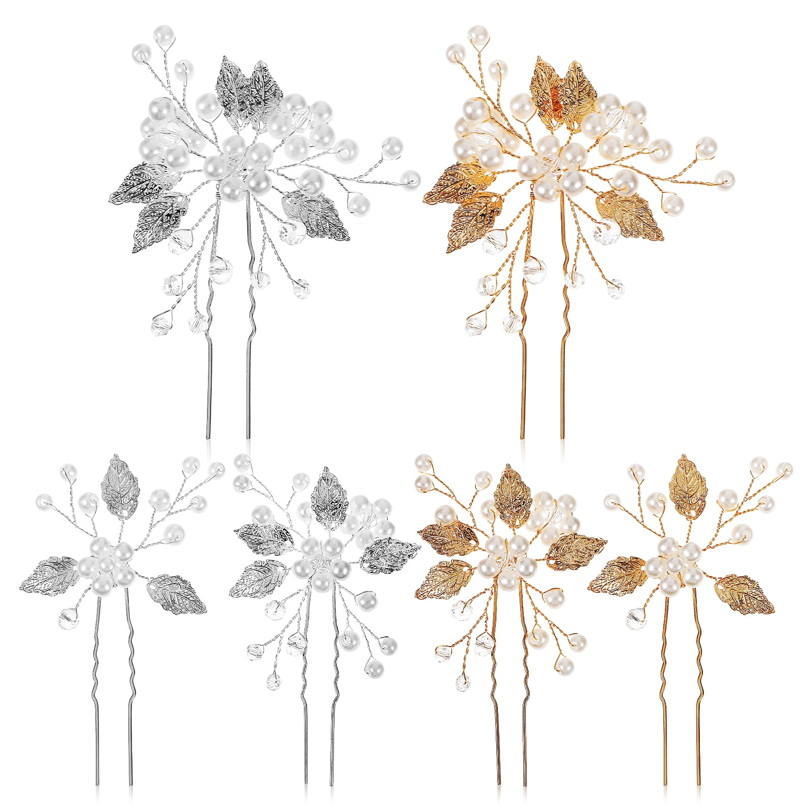 Eease 6pcs Bridal Hair Pins U-Shaped Rhinestone Pearl Clips - Walmart.com