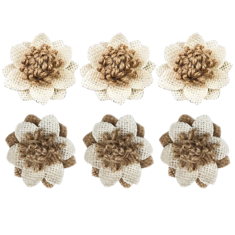 Eease 6pcs Vintage Handmade DIY Burlap Linen Rope Flowers Wedding Decor ...