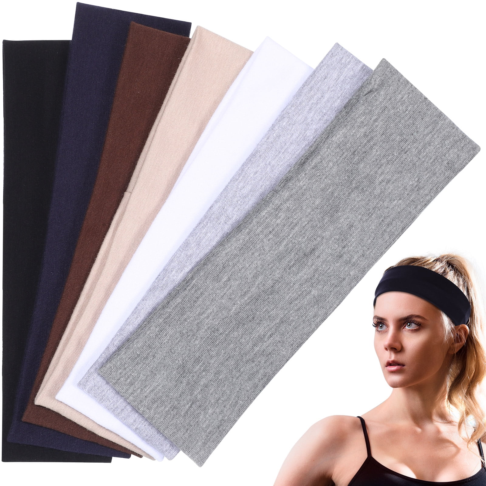 Eease 7 Pcs Sweat Band Yoga Headband Athletic Headbands Elastic ...