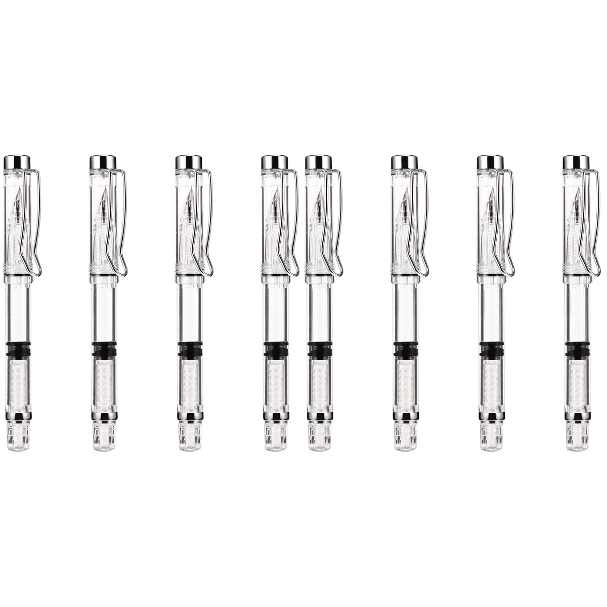 Eease 8 Pcs Fountain Pen with Ink Absorber Transparent Ink Pen Students ...