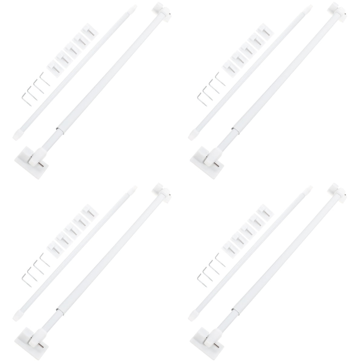 Eease 8 pcs Small Curtain Rod Extendable Curtain Rod Adjustable Plastic ...