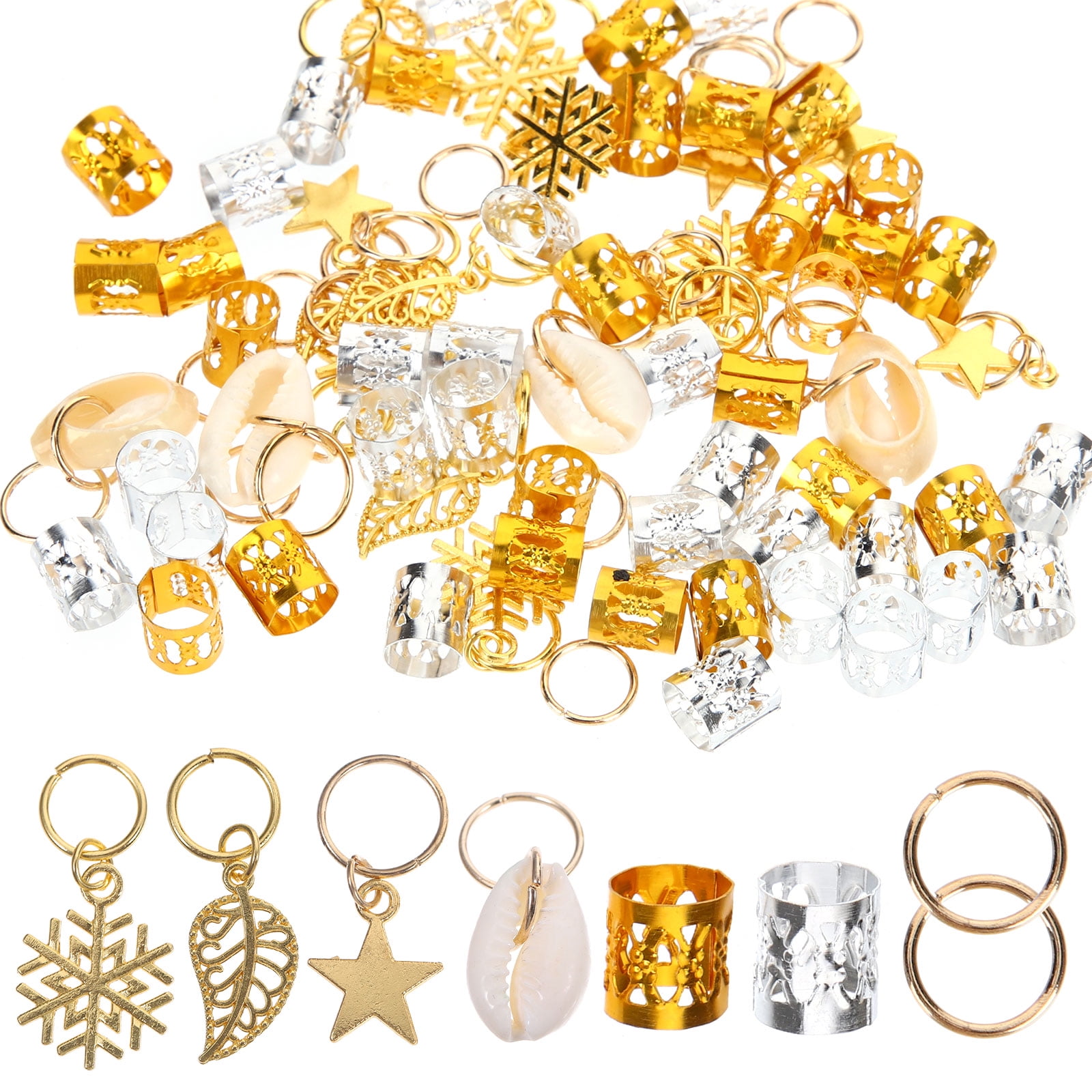 Eease 80pcs Dreadlock Jewelries Women Dreadlocks Beads Hair Cuffs Hair ...