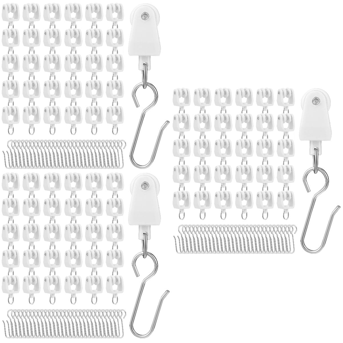 Eease 90 Pcs Curtain Gliders with Hooks for Curtain Tracks Carrier ...