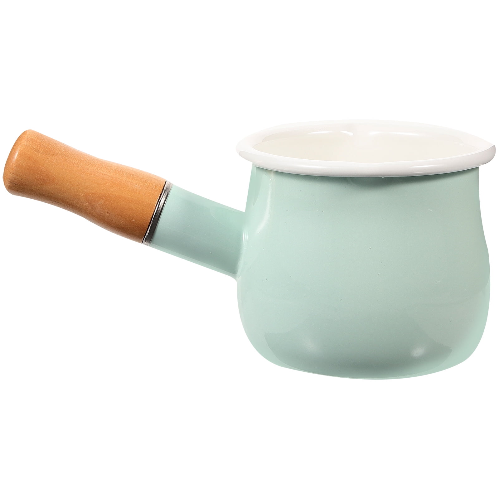 Eease Ceramic Milk Pot with Wooden Handle - Non-stick Butter Warmer ...