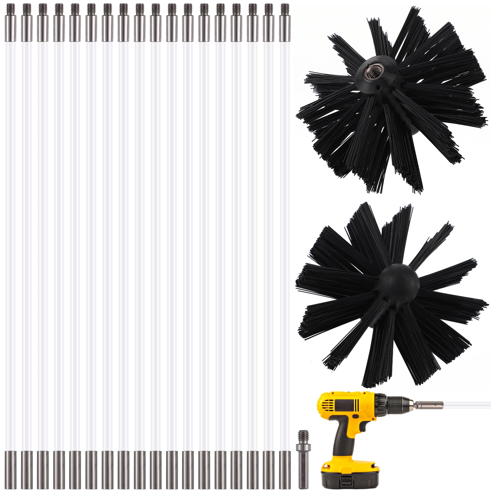 Chimney Sweep Rods & Brush Heads for Fireplace & Dryer Vent Cleaning ...