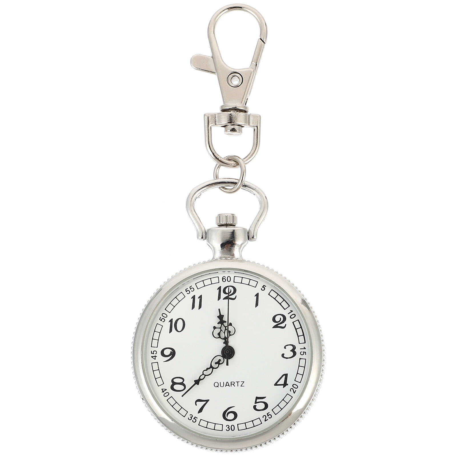 Eease Clip-On Open Face Quartz Pocket Watch with Key Buckle - Unisex ...