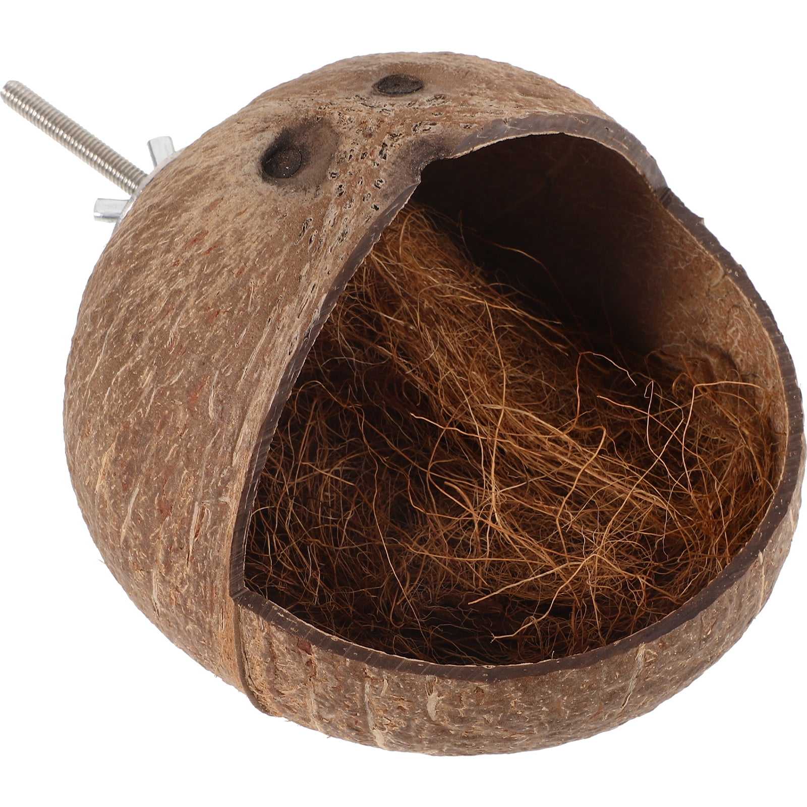 Eease Coconut Shell Bird Nest with Mat & Bell for Parrots - Walmart.com