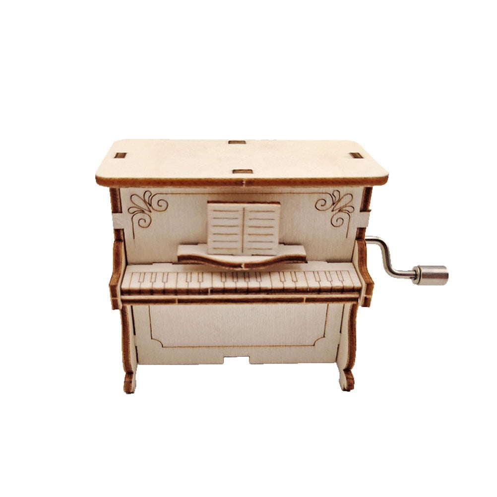 Eease DIY Handmade Assembled Music Box Hand Crank Piano Shape Musix Box ...