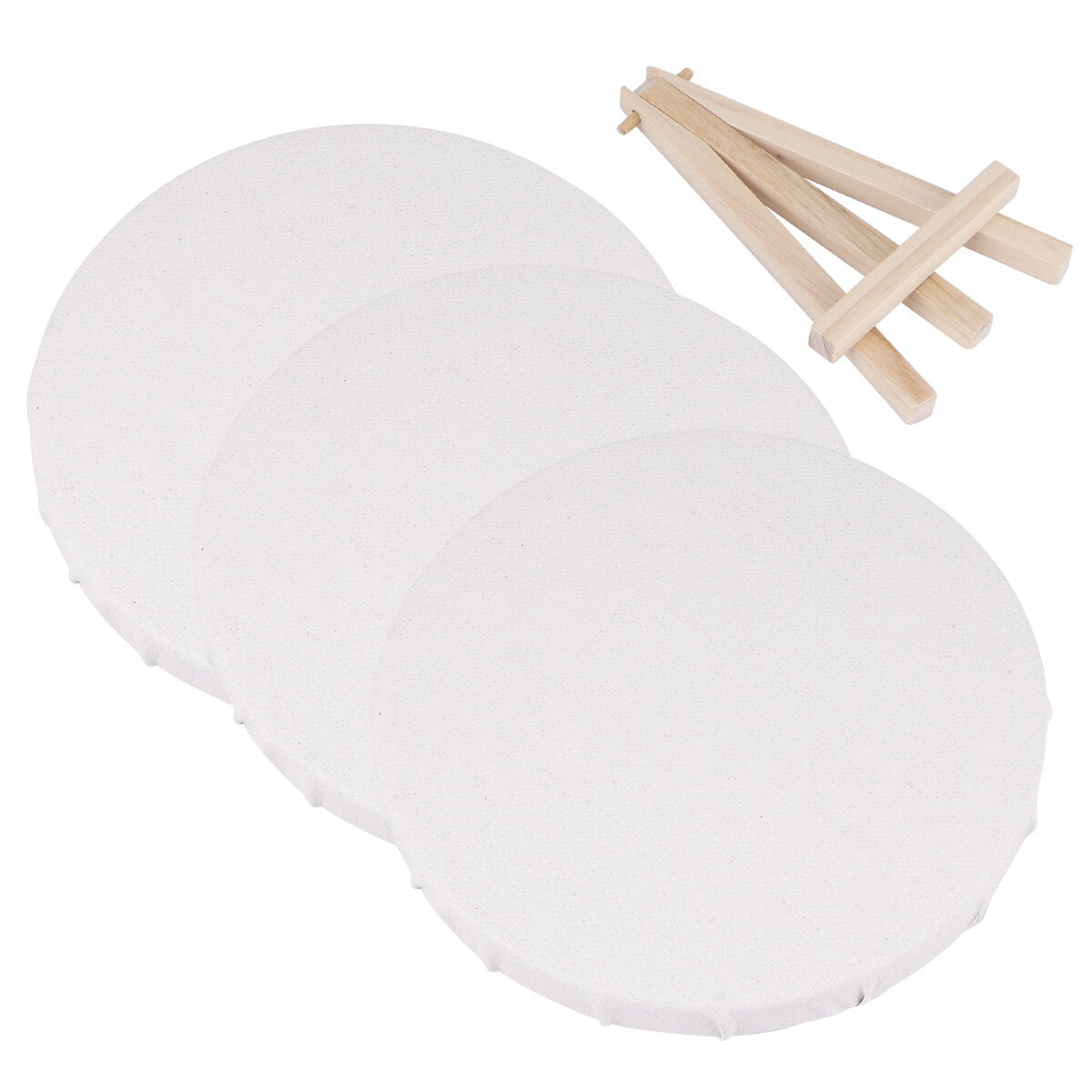 Eease DIY panels 3pcs Round Canvas Panel Boards with 1pc Wooden Easel ...