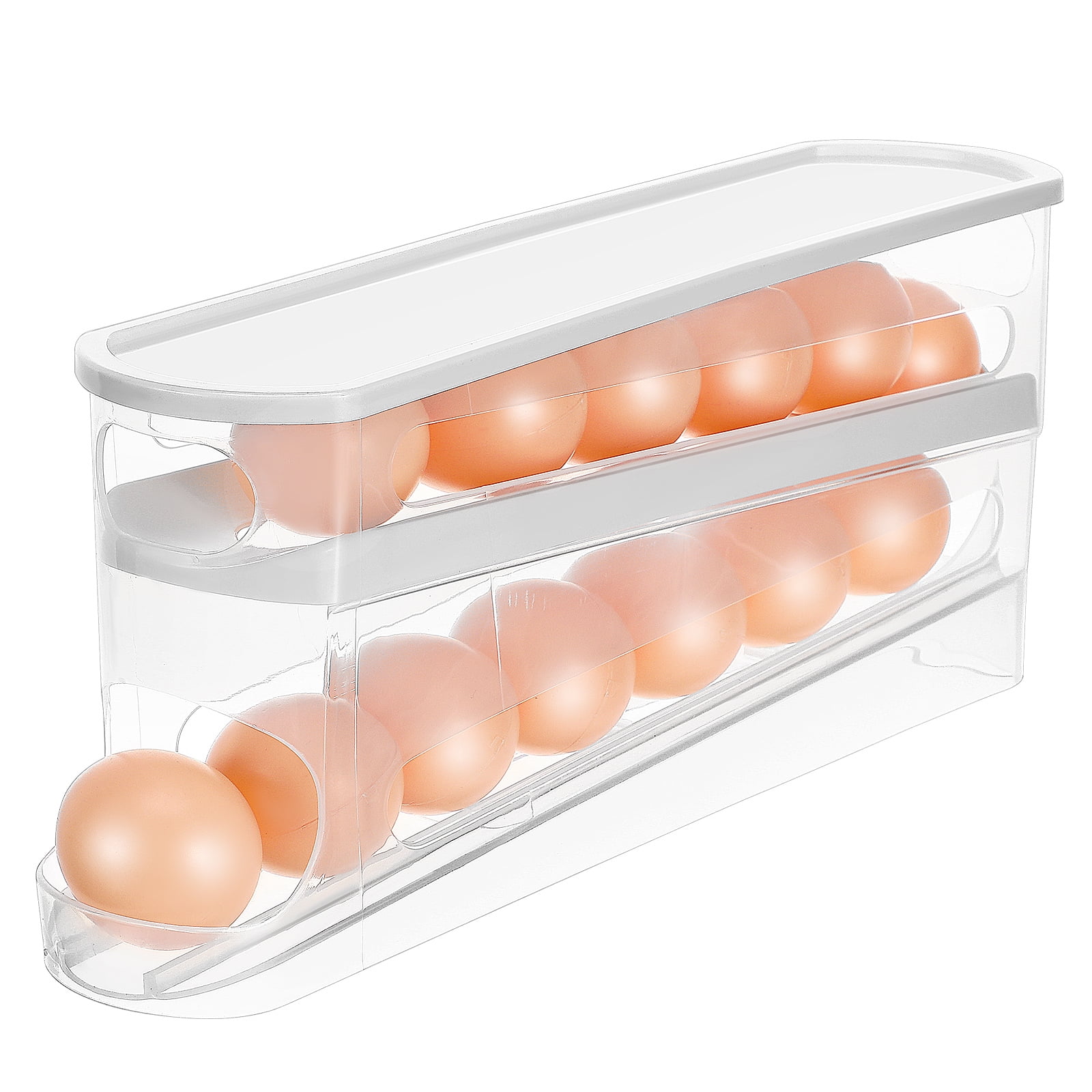 Eease Egg Dispenser Automatic Rolling Container Refrigerator Slim Egg Organizer Tray Clear ...