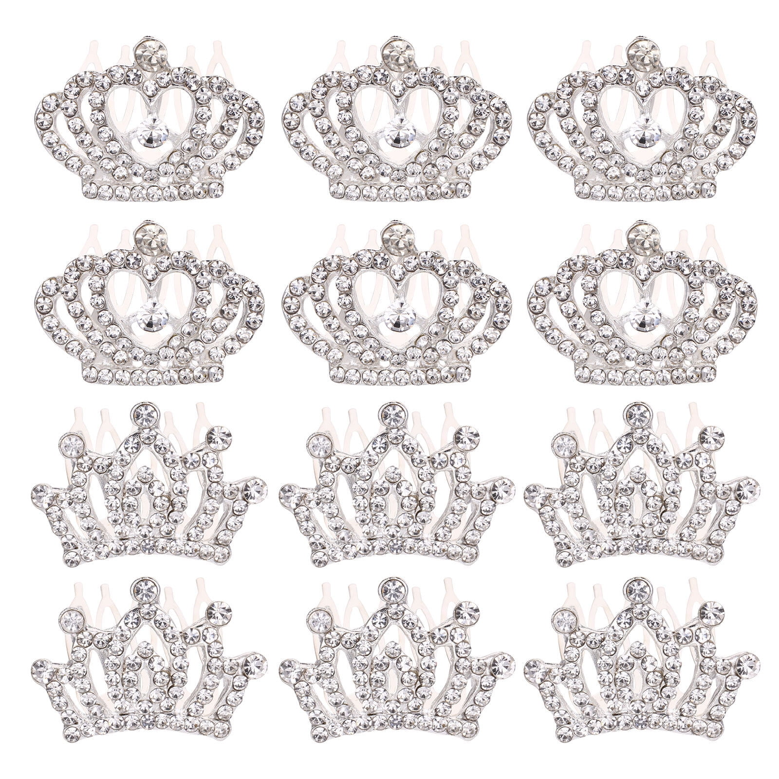 Eease Flower Girl 12 Pcs Mini Tiara Hair Comb Princess Tiara Comb ...