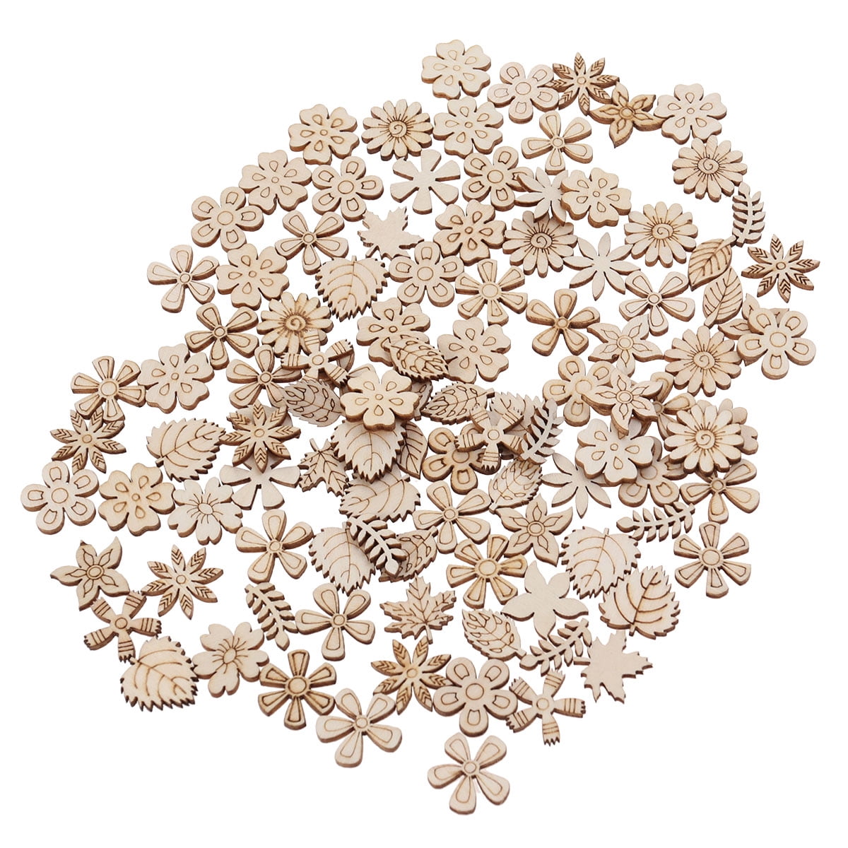 Eease Flower Wood Cutouts 100pcs DIY Craft Table Scatter 20mm Wooden ...