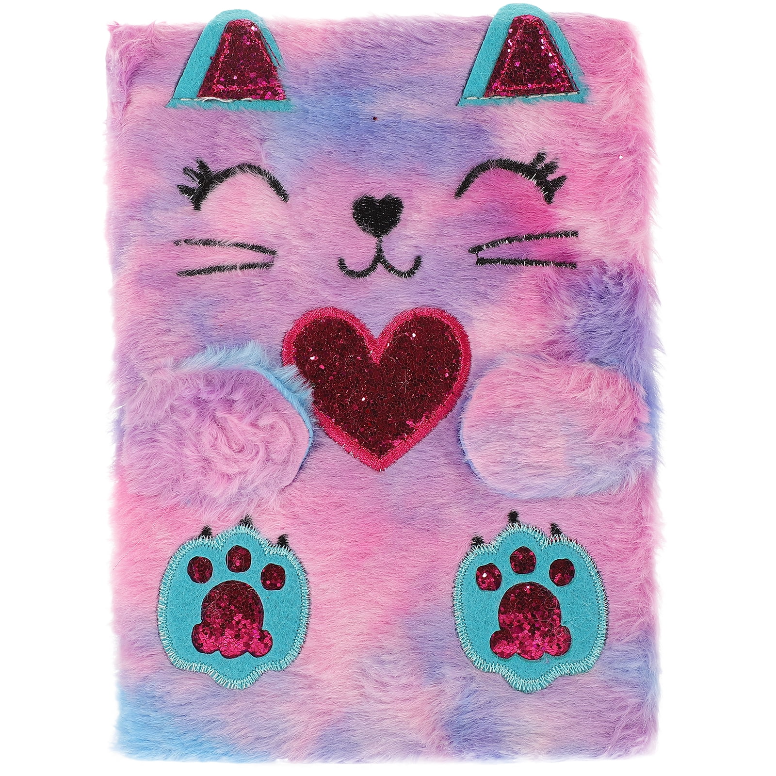 Eease Fluffy Diary Notebook Decorative Cartoon Cat Notebook Portable ...