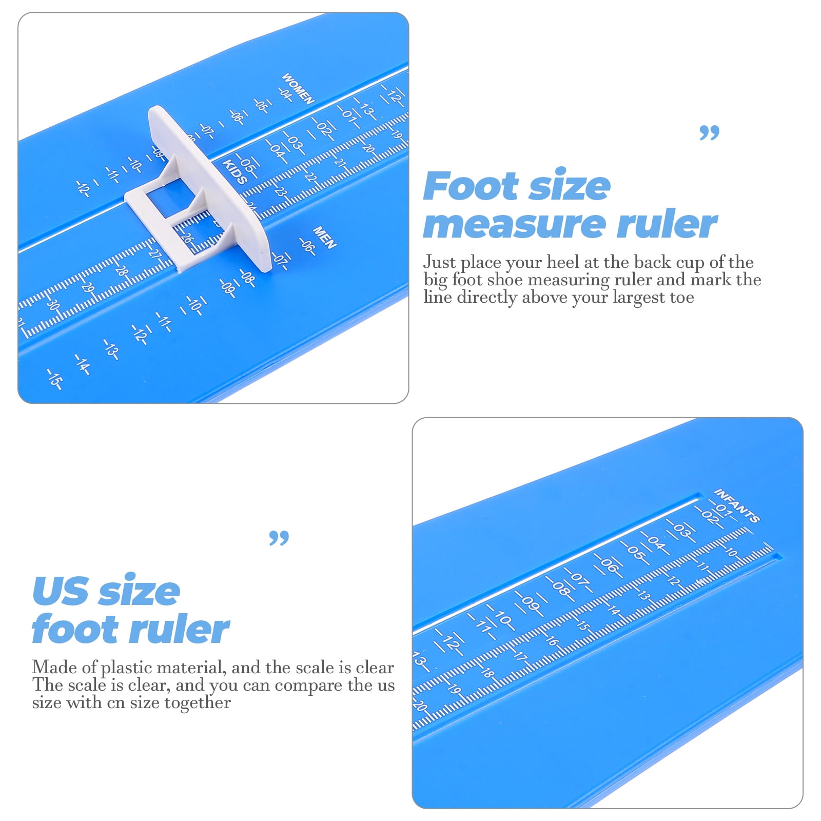Eease Foot Measuring Device Foot Size Measure Ruler Adult Kids Foot ...