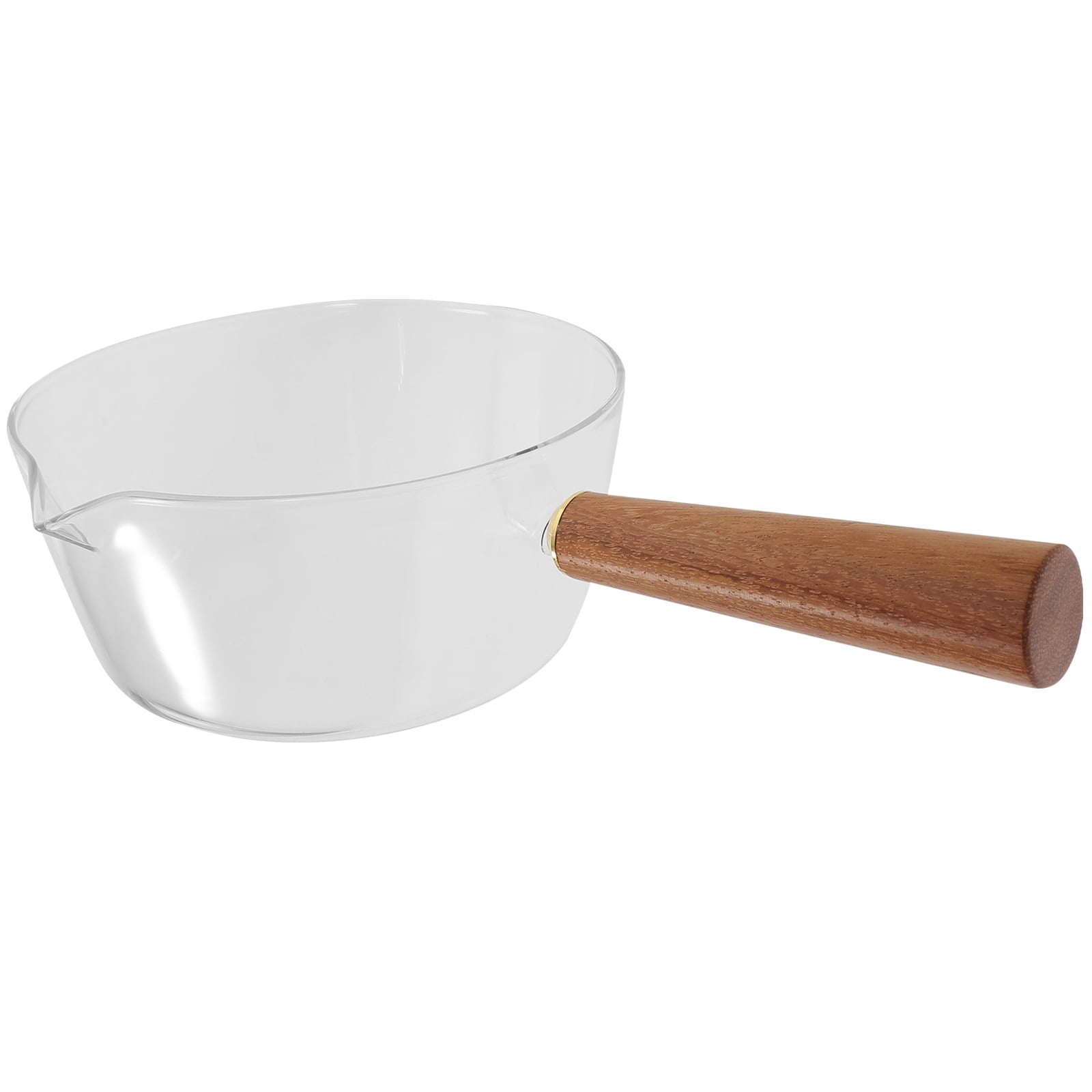 Eease Glass Milk Pot with Wooden Handle & Pour Spouts for Food & Tea ...