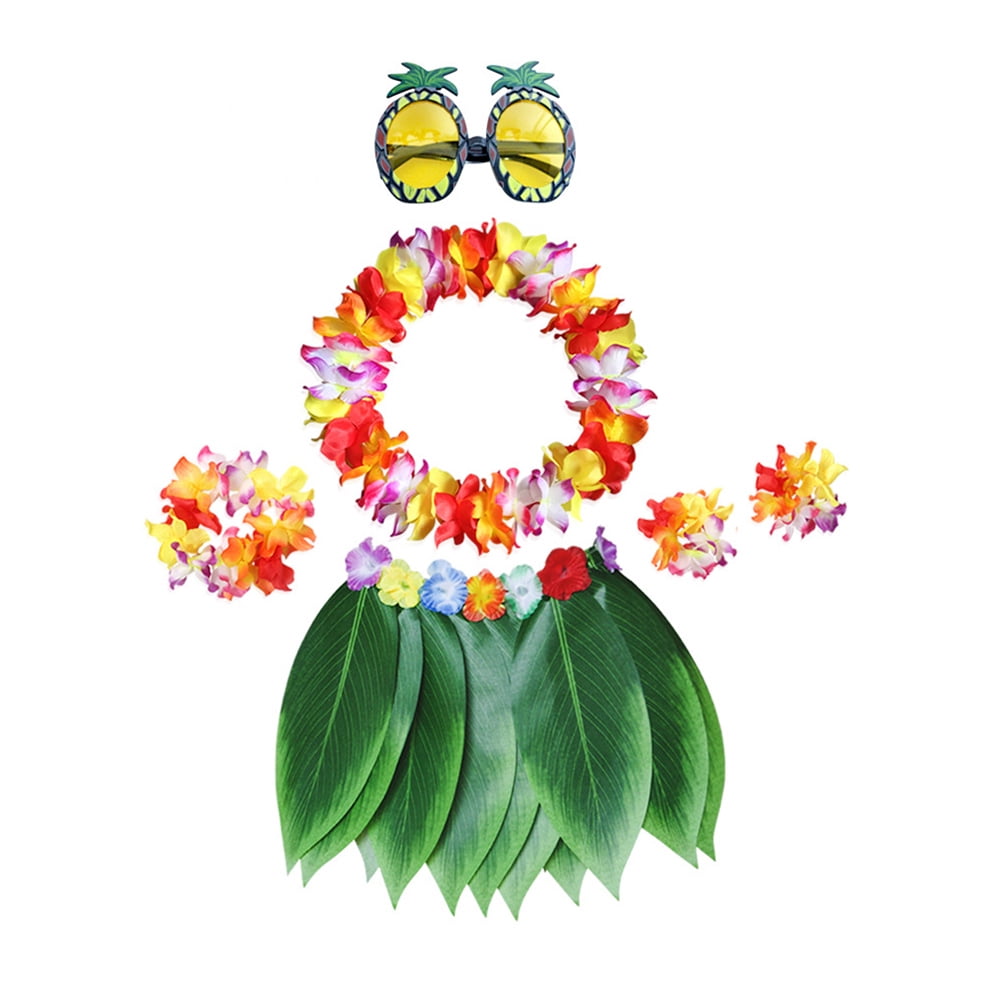 Eease Hawaiian Hula Skirt Set with Accessories for Luau Party - Walmart.com