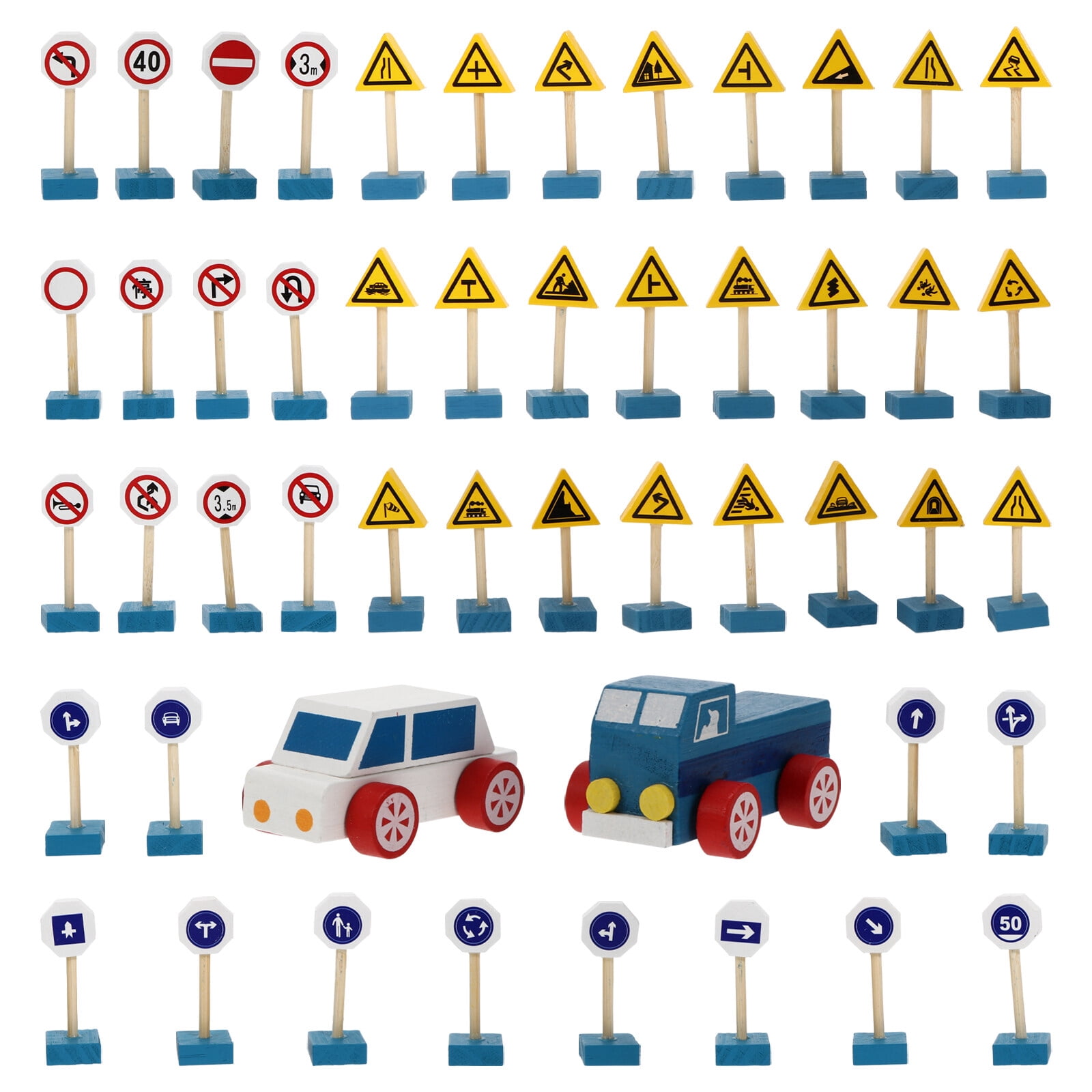 Eease Kids Wooden Street Signs Playset for Car and Train Set (Assorted ...