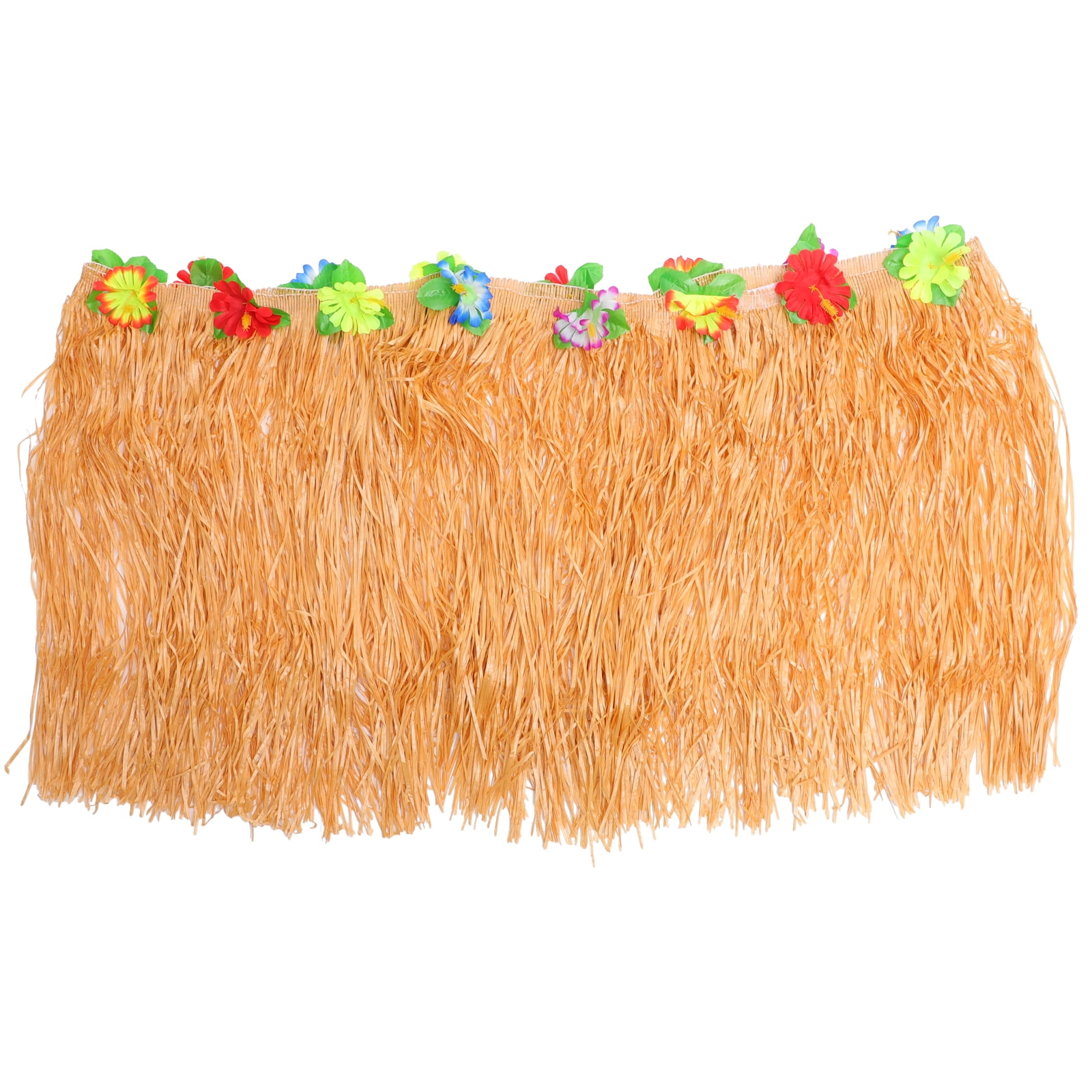 Eease Luau Grass Table Skirt with Hibiscus Flowers for Hawaiian Party ...