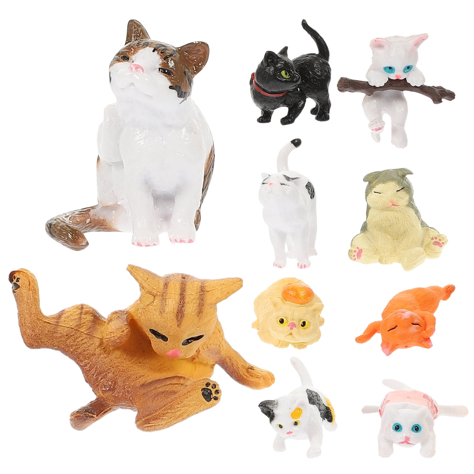 Eease Mini Cat Figure Set Realistic Kitten Toy Garden Kids 10pcs ...