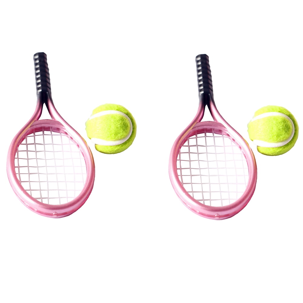 Eease Mini Tennis Racket & Ball Set 1:12 Dollhouse Toy - Random Color ...