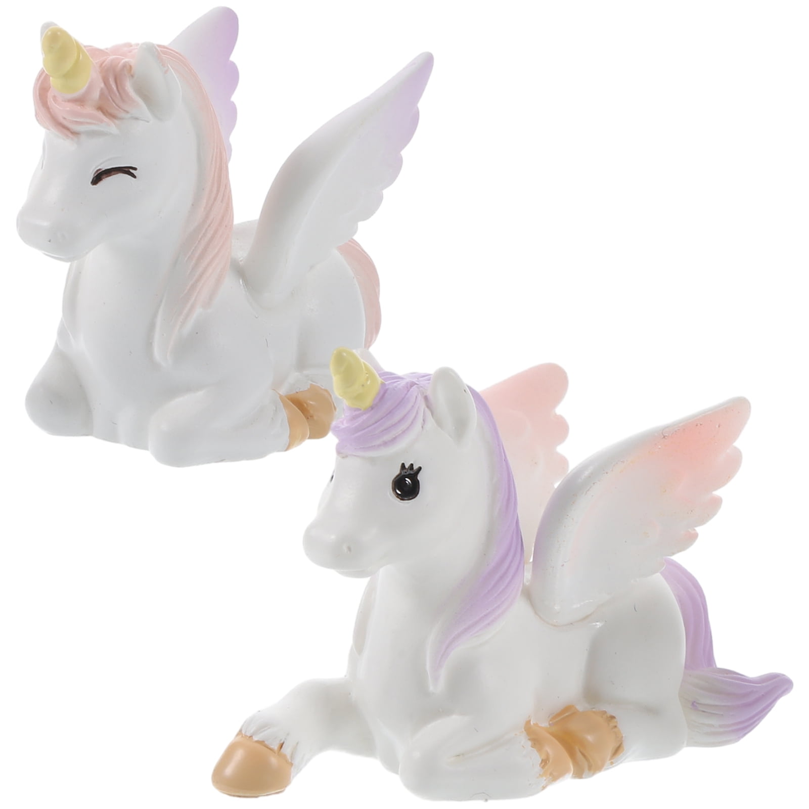 Eease Mini Unicorn Figures - 2Pcs Resin Unicorn Model for Cupcake ...